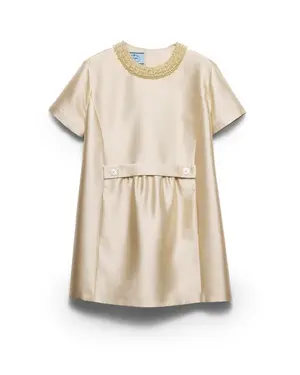 Prada Embroidered Double Shantung Dress - Neutral