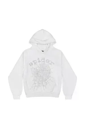 SP5DER Rhinestone-embellished Hoodie - White