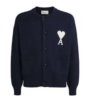 AMI Paris Wool-cotton De Coeur Cardigan