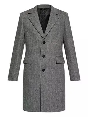Burberry Single-breasted Herringbone Coat - Grey