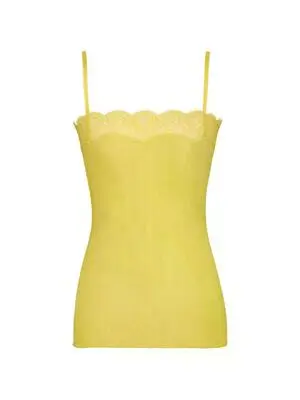Saint Laurent Lace-trim Square-neck Tank Top - Yellow