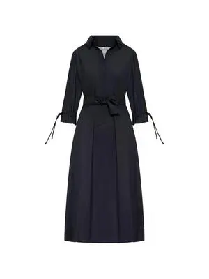 Max Mara Belted Collared Midi Dress - Black