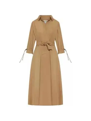Max Mara Tie-cuffs Collared Midi Dress - Neutrals