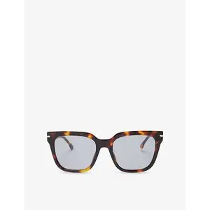 Victoria Beckham Tortoiseshell Rectangular Acetate Sunglasses - Havana