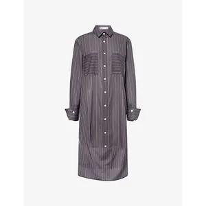 Palmer//harding Ease Striped Longline Cotton Shirt