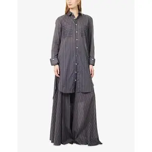 Palmer//harding Ease Striped Longline Cotton Shirt