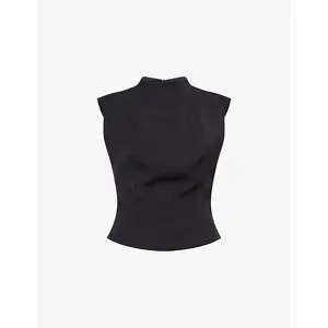 Oddmuse High-neck Sleeveless Woven Top - Black