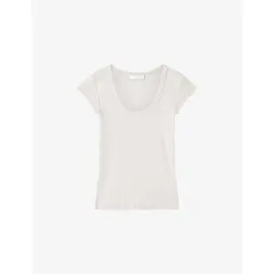 JOSEPH Saba Round-neck Stretch-cotton Top