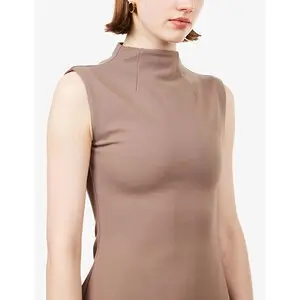 Oddmuse Sleeveless High-neck Compact-jersey Top