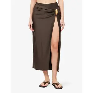 Simkhai Eiana Shell Stretch-satin Midi Skirt