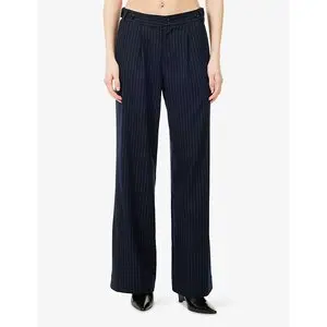PEACHY DEN Lennox Striped Straight-leg Woven Trousers