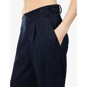 PEACHY DEN Lennox Striped Straight-leg Woven Trousers