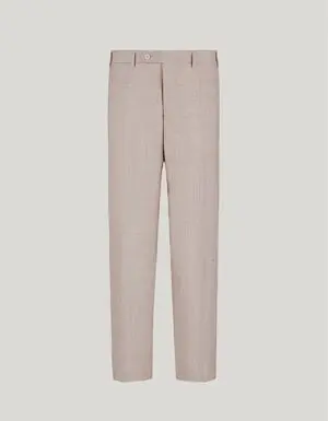 Canali Travel Trousers In Wool, Silk And Linen - Beige