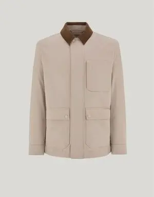Canali Dune-colored Shirt Jacket In Technical Fabric - Beige
