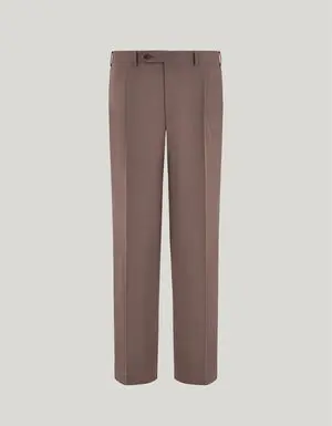 Canali Walnut Stretch Wool Regular-fit Pants - Brown