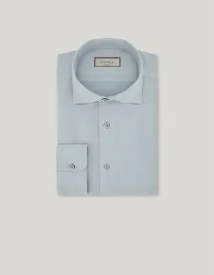 Canali Regular Fit Silk Cotton Garment Dyed Shirt - Green