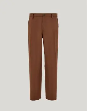 Canali Terracotta-colored Nuvola Tapered Fit Cotton Chinos