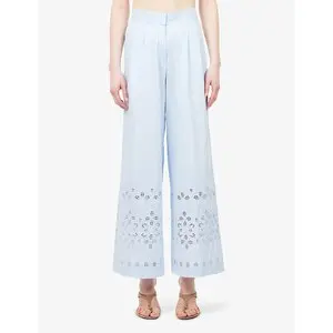 Mona Alshebil Cotton Wide-leg Trousers