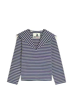 LES VACANCES D'IRINA Striped V-neck Top - Blue