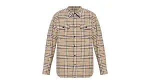 Burberry Long Sleeved Wool Checked Shirt - Sand
