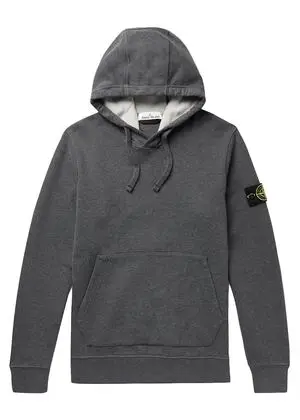 Stone Island 64120 Brushed Cotton Fleece Hooded Sweatshirt - Dark Gray