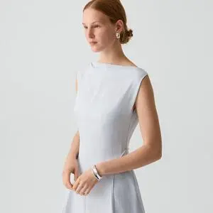 Theory Draped Midi Dress In Washed Twill - Pastel Grey