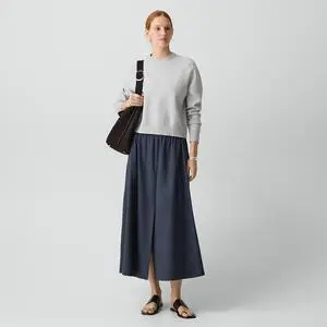 Theory Vented Skirt In Relaxed Poplin - Faded Navy