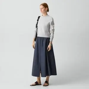 Theory Vented Skirt In Relaxed Poplin - Faded Navy