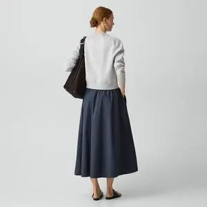 Theory Vented Skirt In Relaxed Poplin - Faded Navy