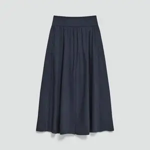 Theory Vented Skirt In Relaxed Poplin - Faded Navy