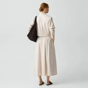 Theory Striped Cotton-blend Midi Skirt - Sand Multi