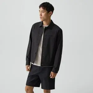 Theory Button Jacket In Neoteric Twill - Black