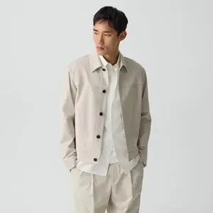 Theory Button Jacket In Neoteric Twill - Silver Cloud