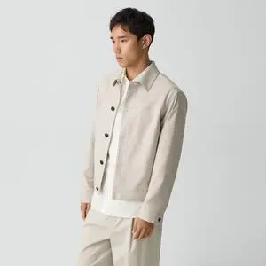 Theory Button Jacket In Neoteric Twill - Silver Cloud