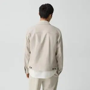 Theory Button Jacket In Neoteric Twill - Silver Cloud
