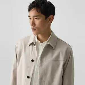Theory Button Jacket In Neoteric Twill - Silver Cloud