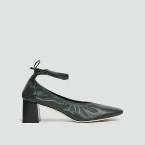 Theory Ruched Pump In Smooth Leather - Rich Green