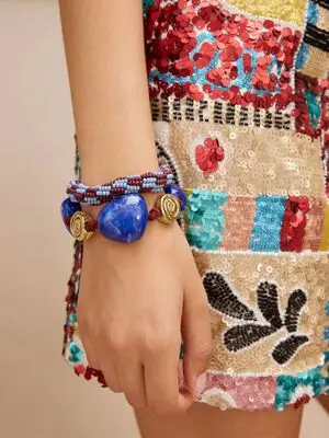 ALEMAIS Brown And Blue Le Jardin Bunch Bead Bracelet