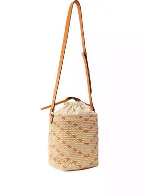 Pinko Small Woven Bucket Bag With Contrasting Ribbon Detail