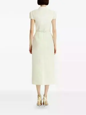 Oscar De La Renta Cyclamen-detail Midi Dress - Neutrals