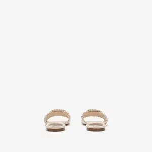 Burberry Leather Knight Stamp Slides - Soap Beige
