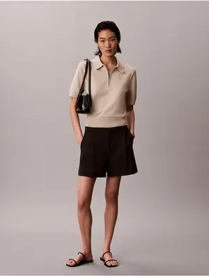 Calvin Klein Relaxed Knit Polo Sweater - Silvermoss