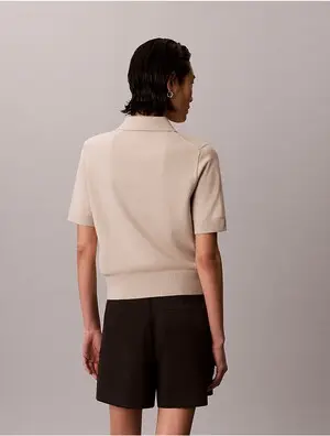 Calvin Klein Relaxed Knit Polo Sweater - Silvermoss