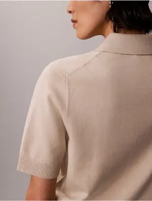 Calvin Klein Relaxed Knit Polo Sweater - Silvermoss