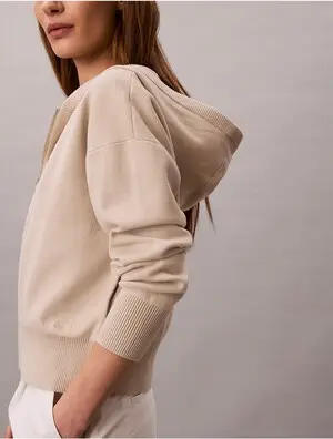 Calvin Klein Relaxed Knit Zip Hoodie - Silvermoss