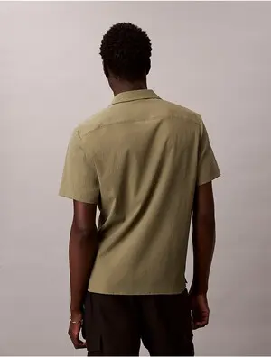 Calvin Klein Solid Seersucker Classic Button-down Shirt