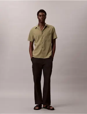 Calvin Klein Solid Seersucker Classic Button-down Shirt