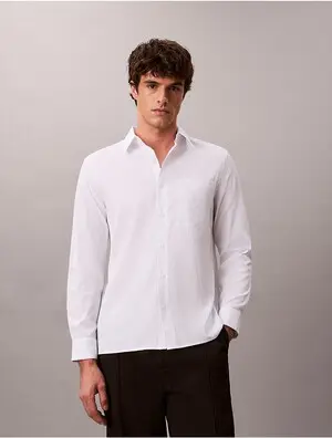 Calvin Klein Solid Seersucker Classic Shirt - Brilliant White