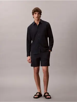 Calvin Klein Solid Seersucker Classic Shirt - Dark Sapphire