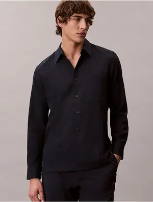Calvin Klein Solid Seersucker Classic Shirt - Dark Sapphire